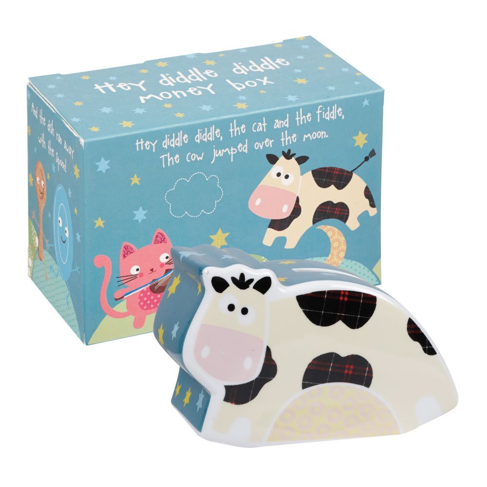 Churchill Hey Diddle Diddle Cow Shaped Money Box, Off-White | Mahahome.com