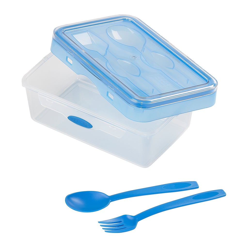 Shop 1.1L Tala Push‑Push Food Storage Container with Built‑In Cutlery ...