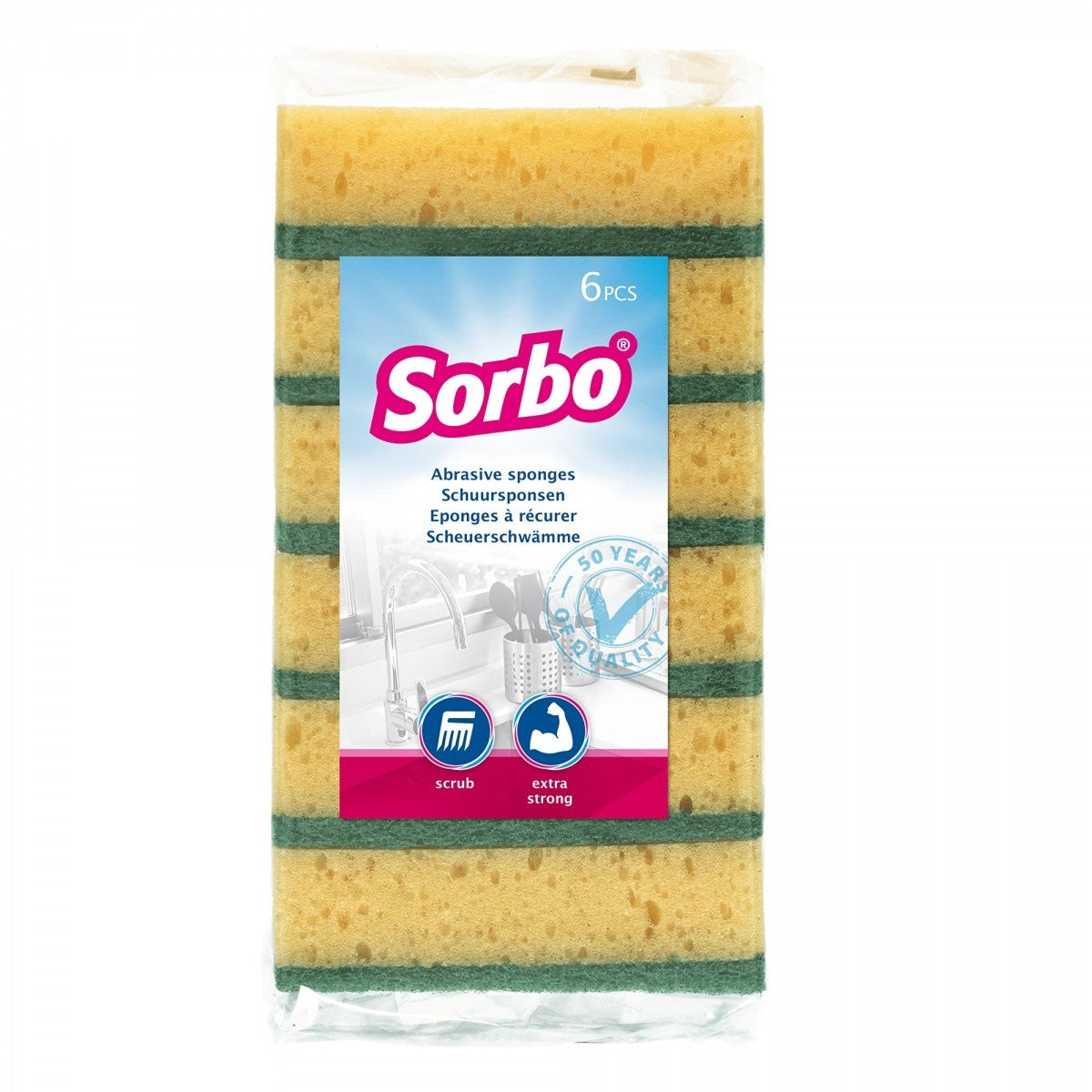 Shop George East Sorbo Scouring Sponges 6‑Pack – Yellow Cleaning Pads ...