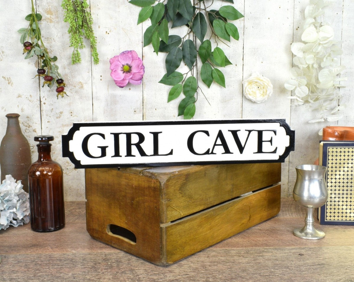 Vintage Mini Street Girl Cave Sign | Mahahome.com